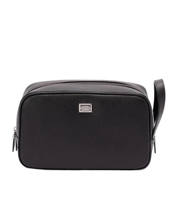 Dolce & Gabbana Dolce Gabbana Logo Plaque Zipped Beauty Case - Black