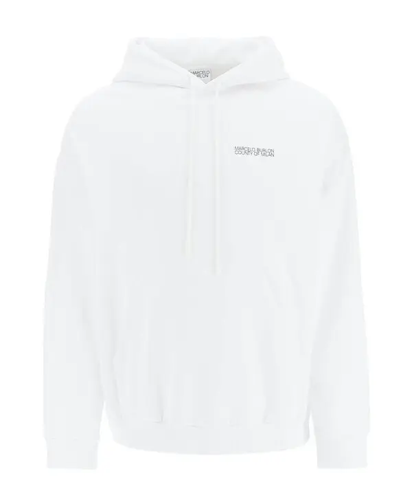 MARCELO BURLON COUNTY OF MILAN Tempera Cross Drawstring Hoodie - White