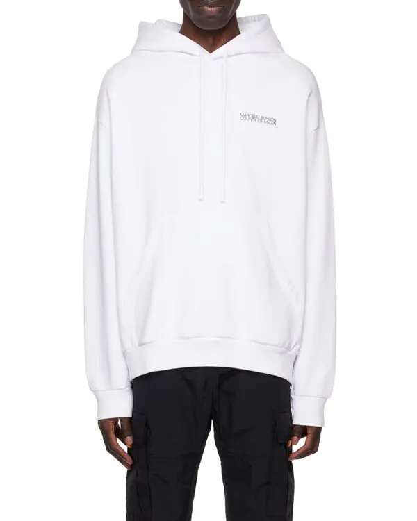 MARCELO BURLON COUNTY OF MILAN Tempera Cross Drawstring Hoodie - White
