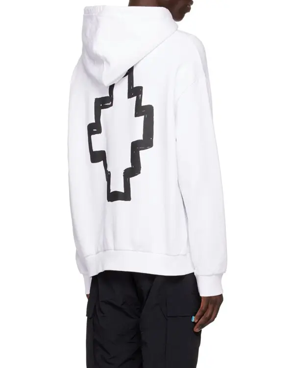 MARCELO BURLON COUNTY OF MILAN Tempera Cross Drawstring Hoodie - White