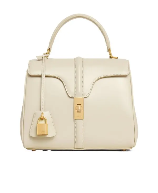 Celine Small 16 Bag In Satinated Calfskin - Limestone Ash