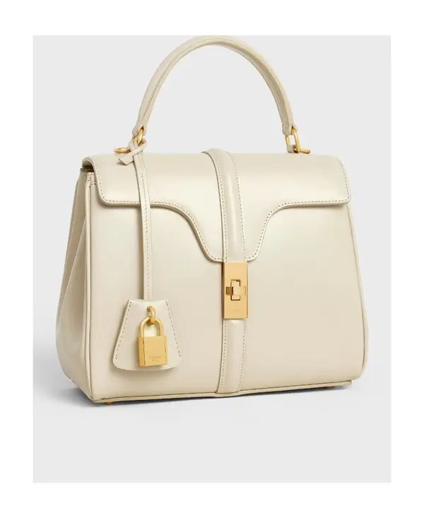 Celine Small 16 Bag In Satinated Calfskin - Limestone Ash