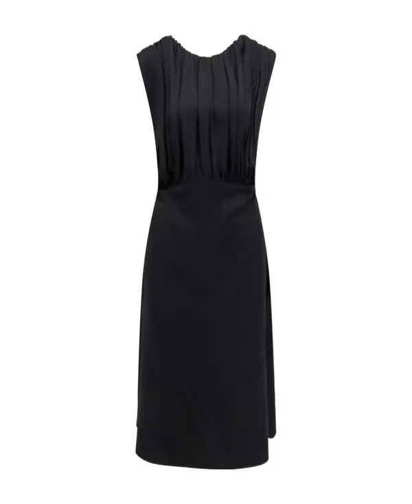 JIL SANDER Gathered Crewneck Sleeveless Dress - Black