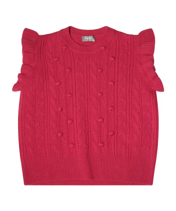 IL GUFO Tricot-knit Gilet With Pompom And Ruffle Detail