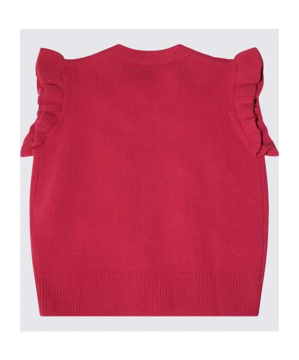 IL GUFO Tricot-knit Gilet With Pompom And Ruffle Detail