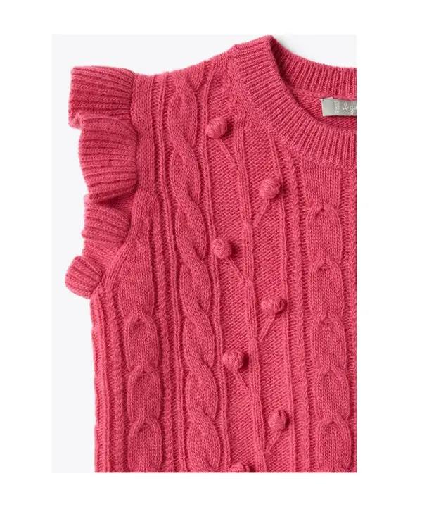 IL GUFO Tricot-knit Gilet With Pompom And Ruffle Detail