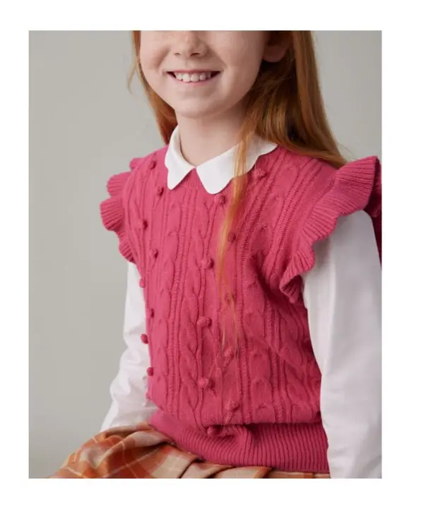 IL GUFO Tricot-knit Gilet With Pompom And Ruffle Detail
