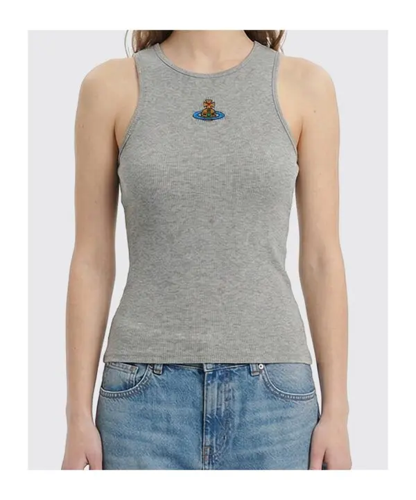 VIVIENNE WESTWOOD Orb Ribbed Tank Top - Grey