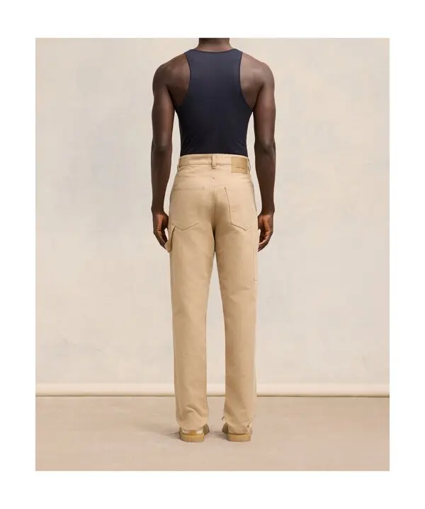 AMI Paris Logo Patch Worker Trousers - Sand