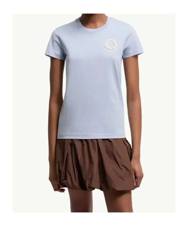 Moncler Embroidered Logo Crewneck T-shirt - Light Blue