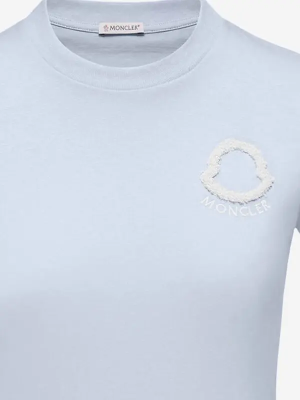 Moncler Embroidered Logo Crewneck T-shirt - Light Blue