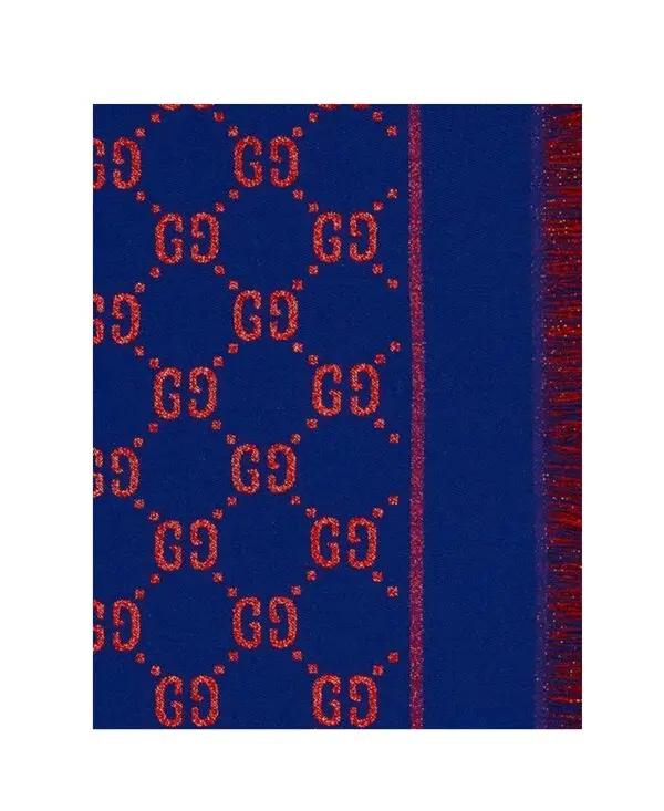 Gucci Gg Motif Lamé Scarf