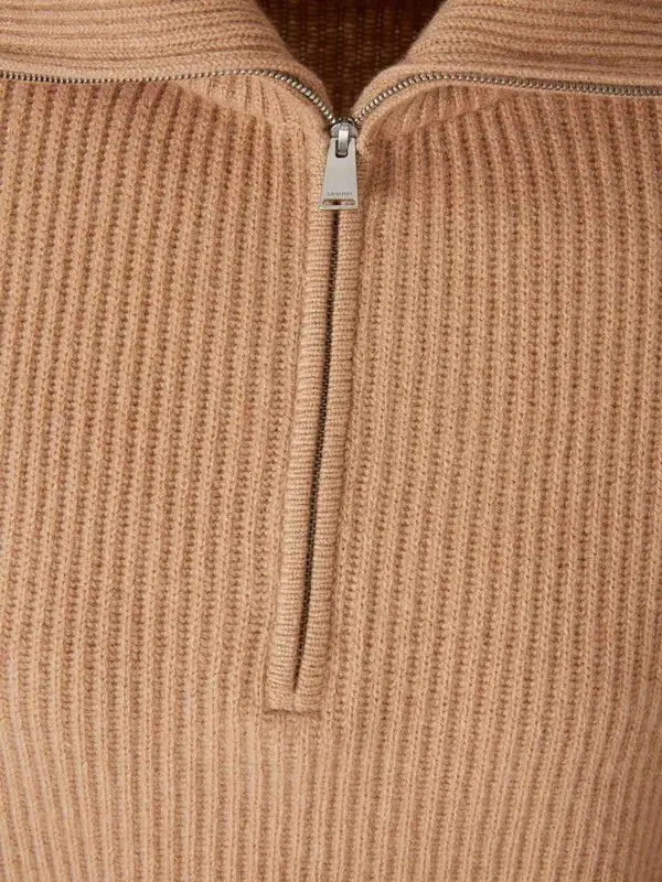 Simkhai Ribbed Pullover Knitwear With Wide Lapel Collar And Half-zip Front