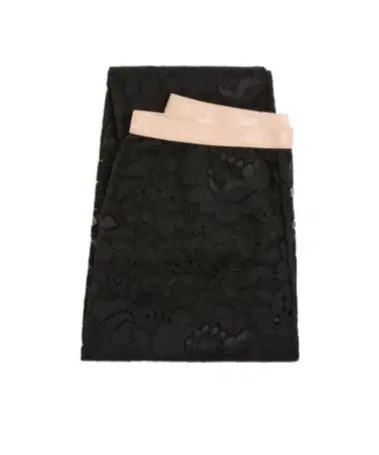 Valentino Garavani Embroidered Lace Tights With Logo Waistband - Black