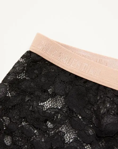 Valentino Garavani Embroidered Lace Tights With Logo Waistband