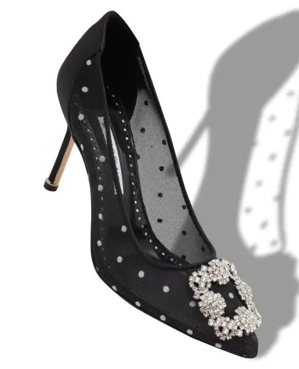 Manolo Blahnik Hangisi Satin Pois Pump