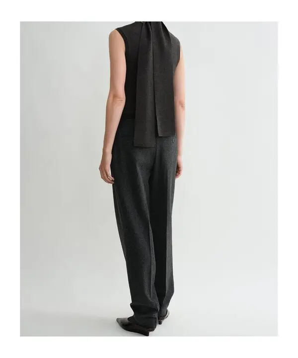TOTEME Sleeveless Knitted Top With Scarf Detail - Dark Grey