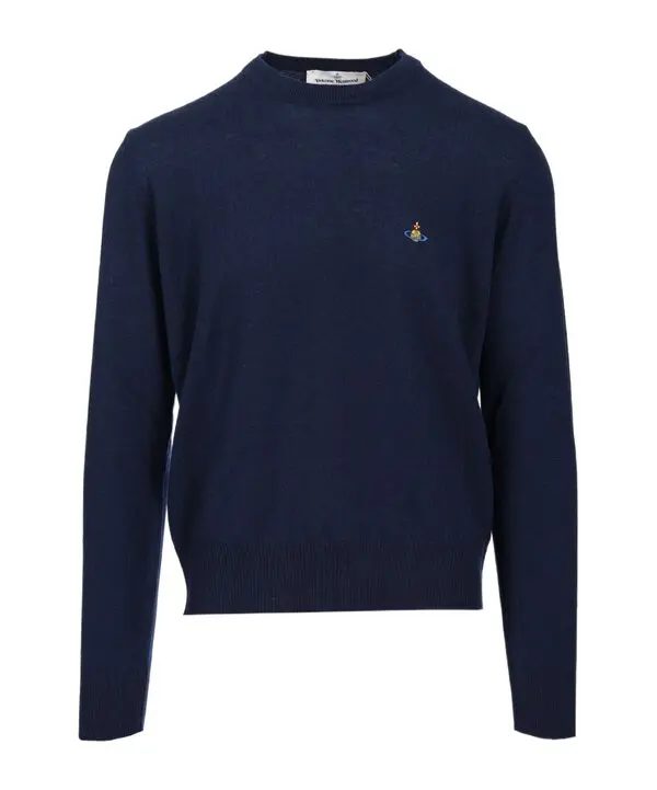 VIVIENNE WESTWOOD Orb Embroidered Crewneck Jumper - Blue