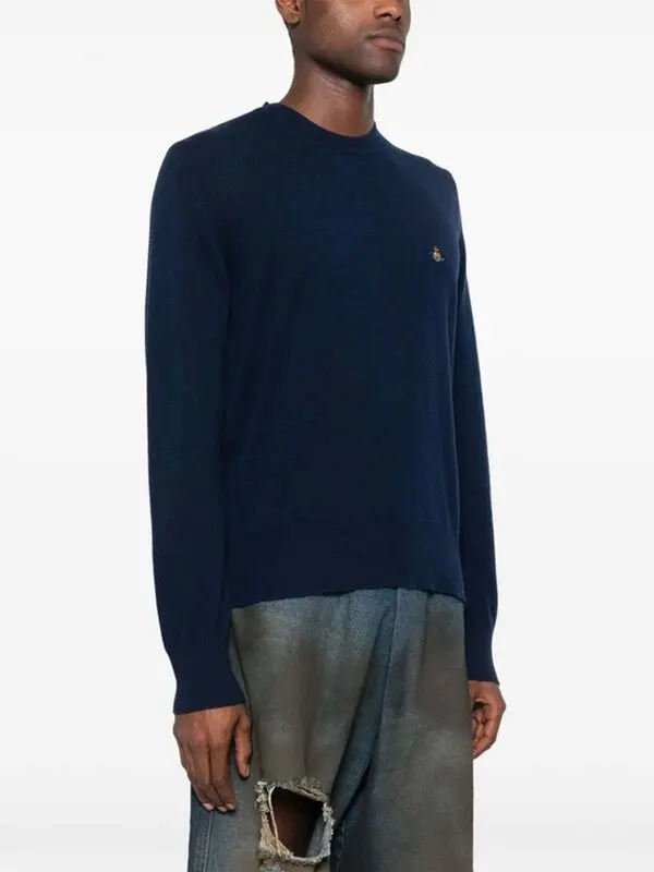 VIVIENNE WESTWOOD Orb Embroidered Crewneck Jumper - Blue