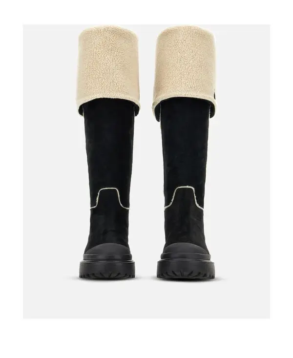 Hogan Fur Trimmed Knee High Boots