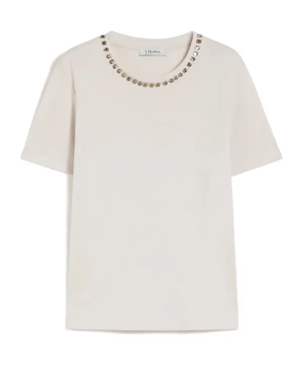 Max Mara Bingo Embellished Basic Jersey T-shirt - Beige