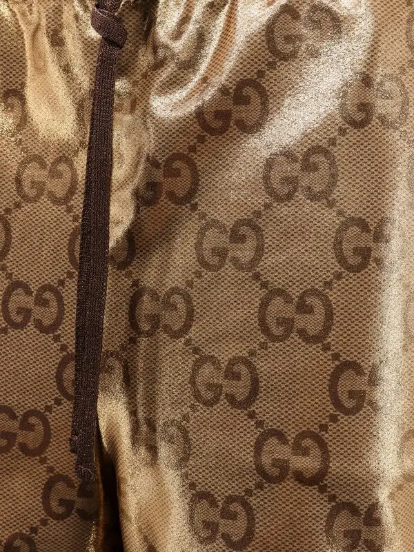 Gucci Metallic Monogram Drawstring Shorts - Brown