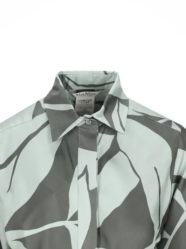 Max Mara Printed Maxi Dress With Shirt Collar - Green