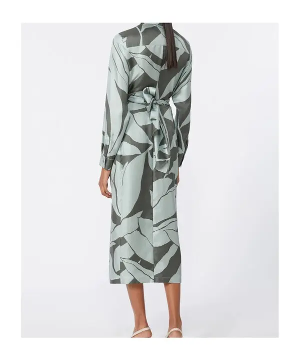 Max Mara Printed Maxi Dress With Shirt Collar - Green