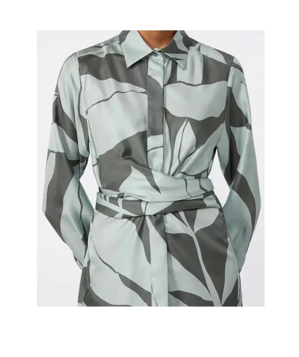 Max Mara Printed Maxi Dress With Shirt Collar - Green