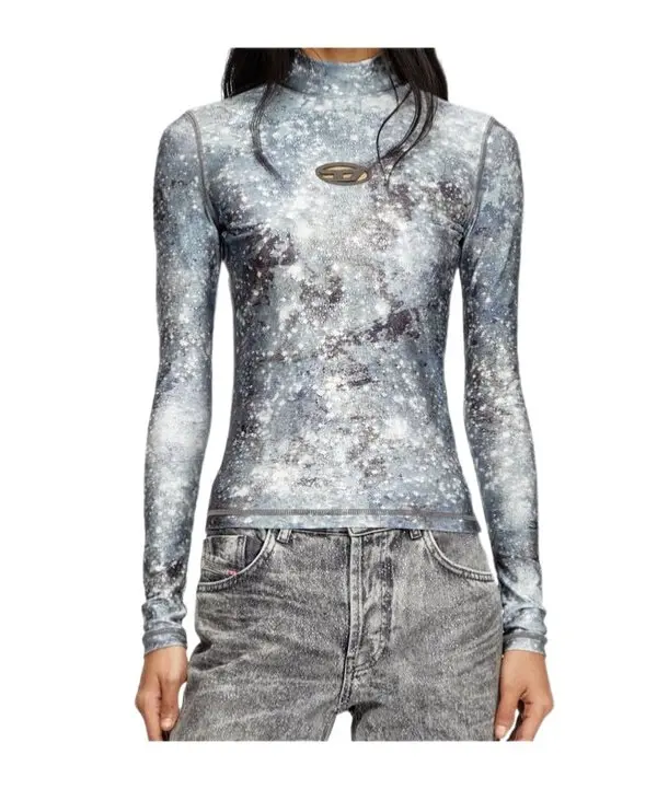 DIESEL® T-akara Long Sleeve T-shirt With Rain Print