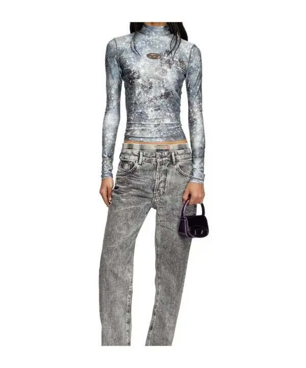 DIESEL® T-akara Long Sleeve T-shirt With Rain Print
