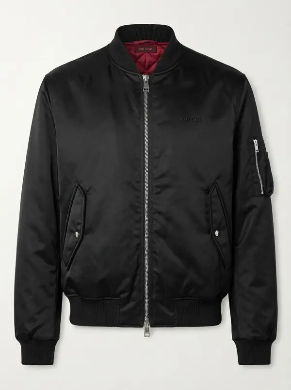 Gucci Heavy Nylon Canvas Bomber Jacket - Black