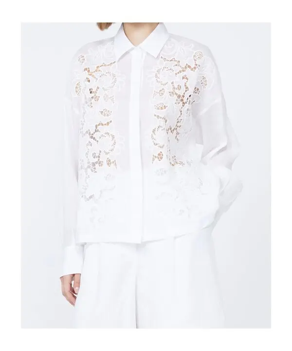 Max Mara Embroidered Long Sleeve Shirt - White
