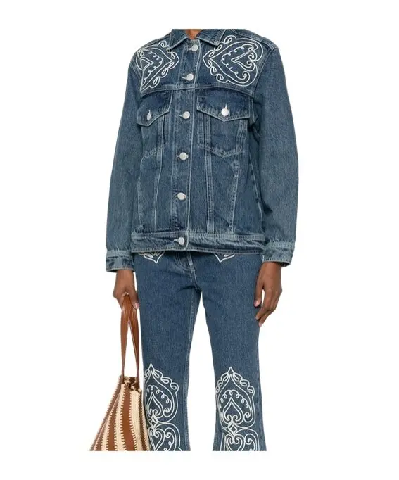 Farm Rio Long-sleeved Denim Jacket - Blue