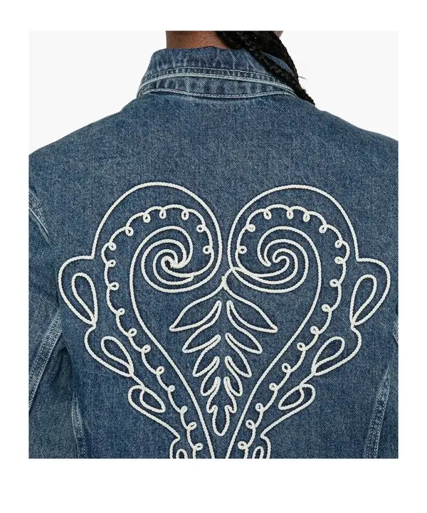Farm Rio Embroidered Denim Jacket - Blue