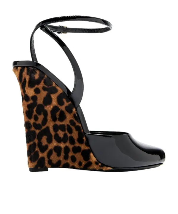 Saint Laurent La Scandale Wedge Sandals - Black