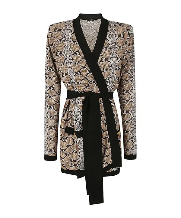 Balmain Python Print Belted Cardigan