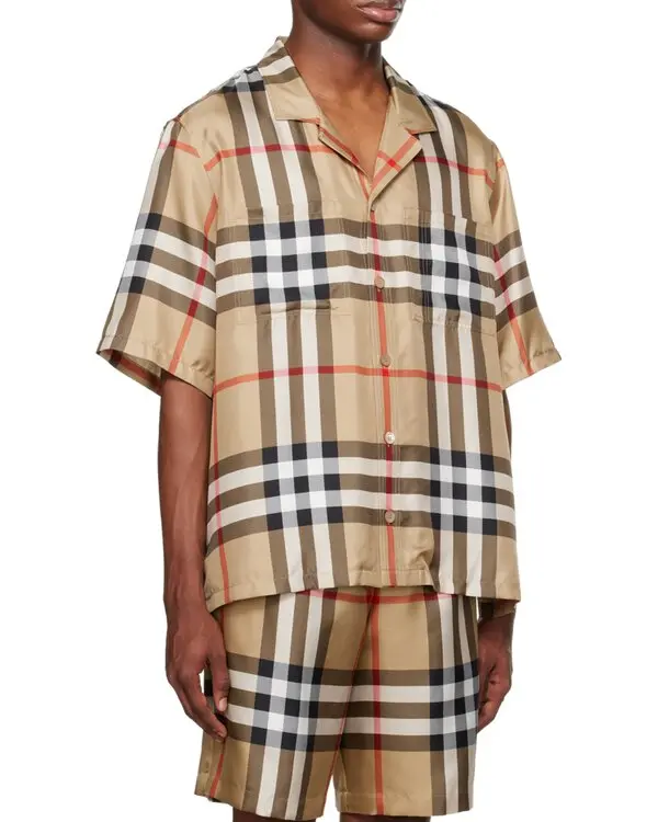 Burberry Checked Short-sleeved Shirt - Brown