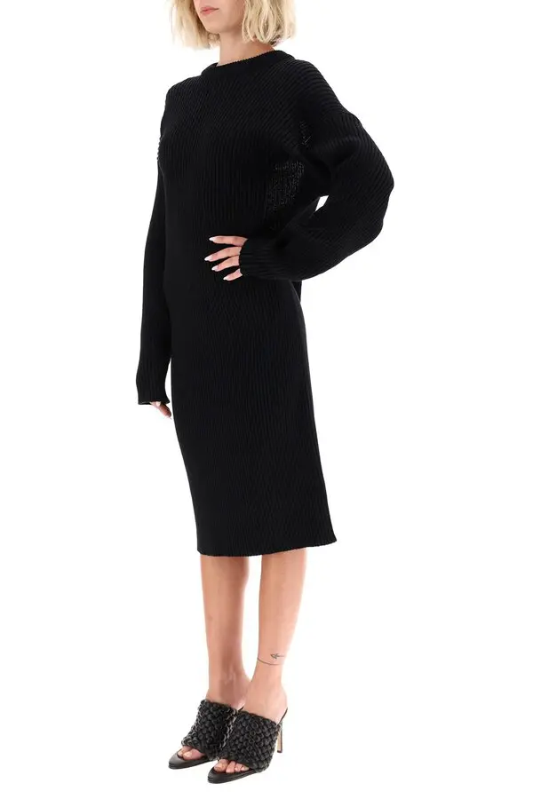Bottega Veneta Open Back Ribbed Knit Dress