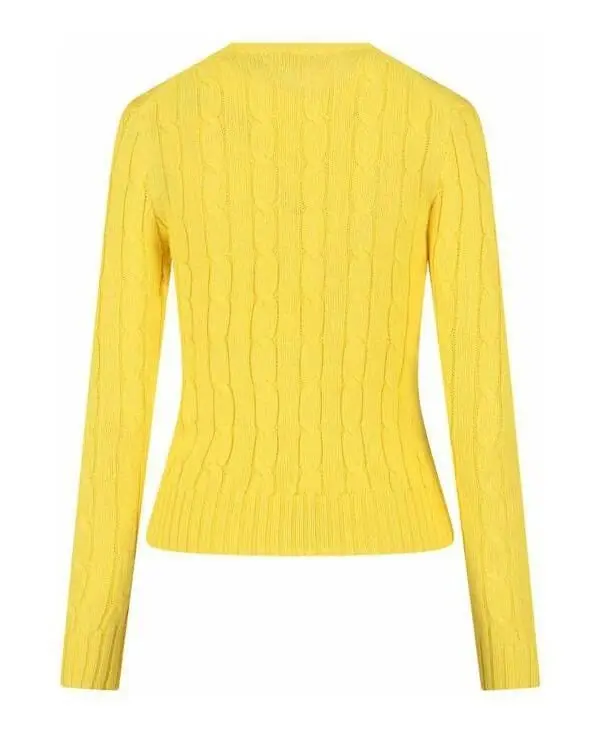Polo Ralph Lauren Cable Knit Crewneck Jumper With Embroidered Pony - Yellow