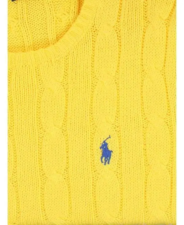 Polo Ralph Lauren Cable Knit Crewneck Jumper With Embroidered Pony - Yellow
