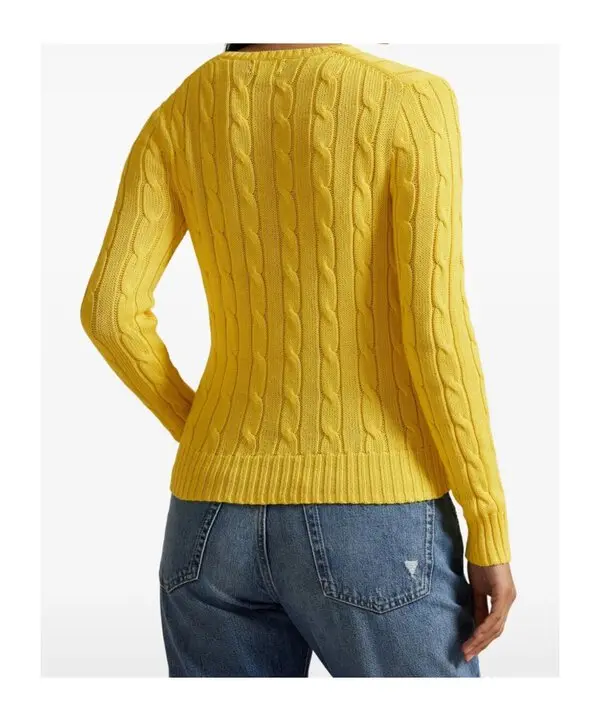 Polo Ralph Lauren Cable Knit Crewneck Jumper With Embroidered Pony - Yellow