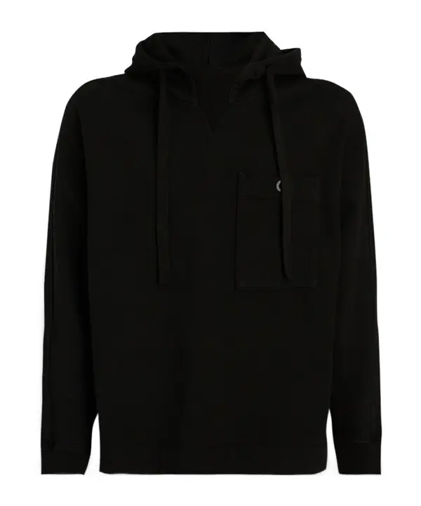 TEN C Long Sleeve Drawstring Hoodie - Black