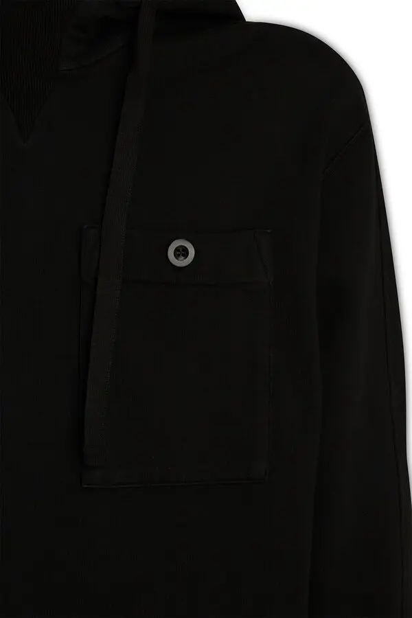TEN C Long Sleeve Drawstring Hoodie - Black