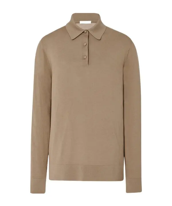 THE ROW Ipanelli Long-sleeve Wool Polo Top - Brown