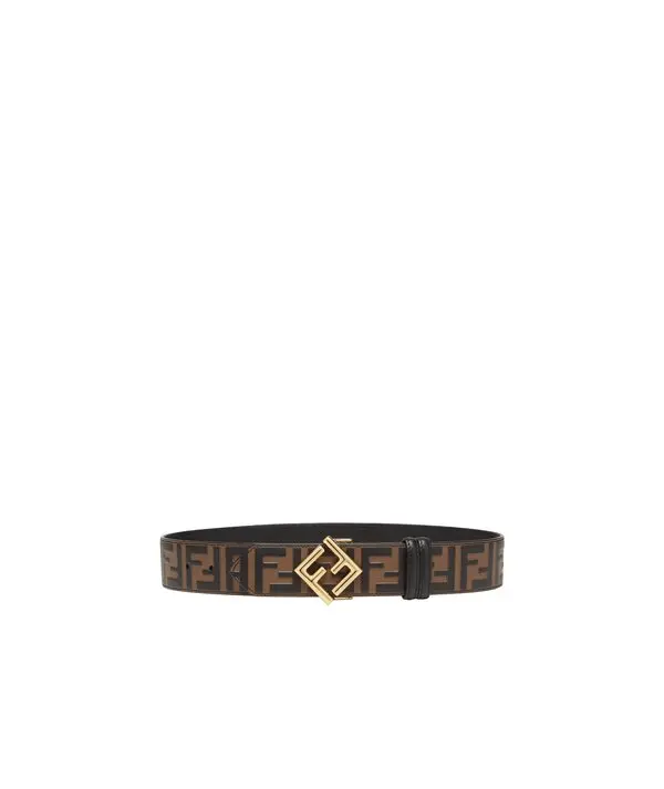 Fendi Ff Diamonds Buckled Reversible Belt - Brown