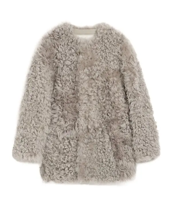 Ami Shearling Short Coat - Grey