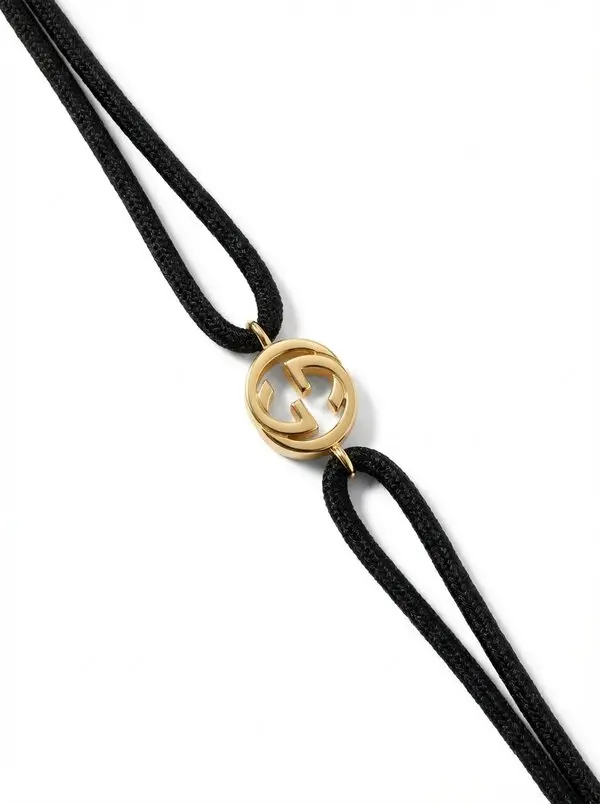 Gucci Interlocking 18k Yellow Gold Charm Bracelet - Black/gold