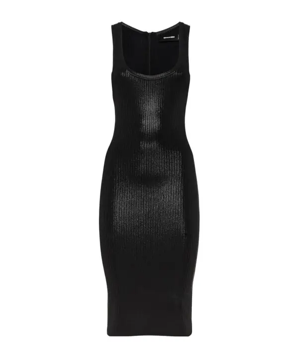Dsquared2 Sleeveless Ribbed Midi Dress - Black