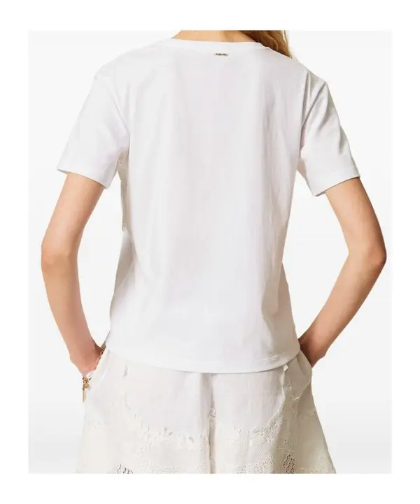 TWINSET Lace Overlay Crewneck T-shirt - No